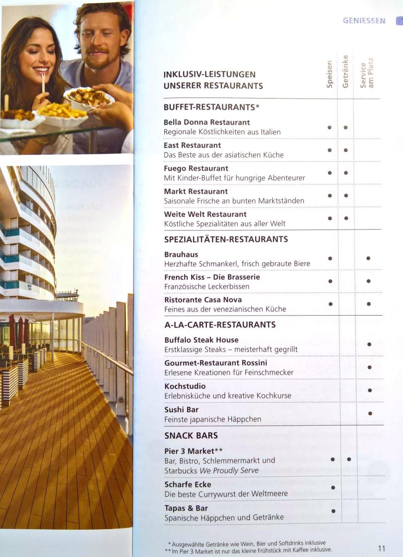 Aida Restaurants - Nützliche Tipps Essen auf der Aida